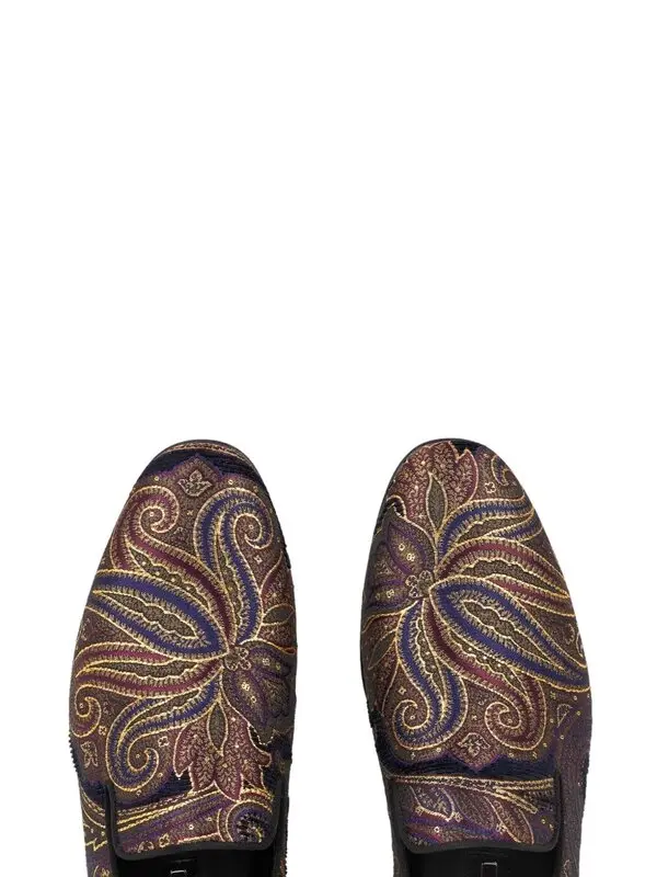 Etro Paisley Metallic Jacquard Loafers