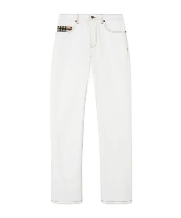Burberry Checked Straight-leg Jeans - Optical White