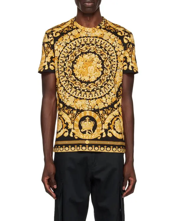 Versace Allover Baroque Pattern Crewneck T-shirt
