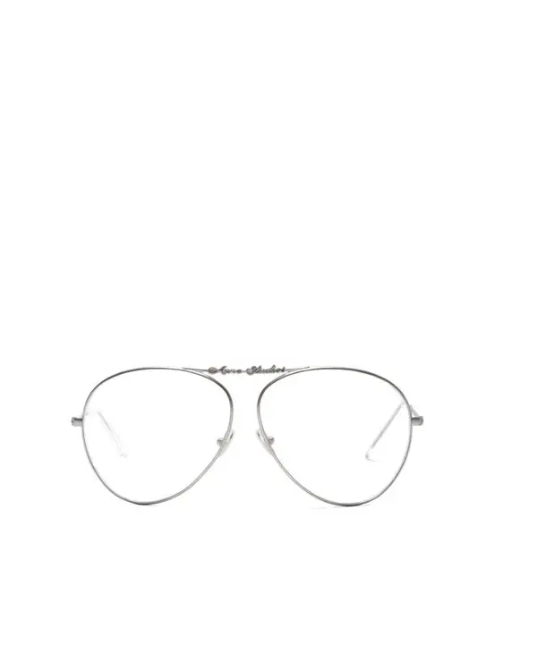 Acne Studios Logo Detail Aviator Frame Glasses - White