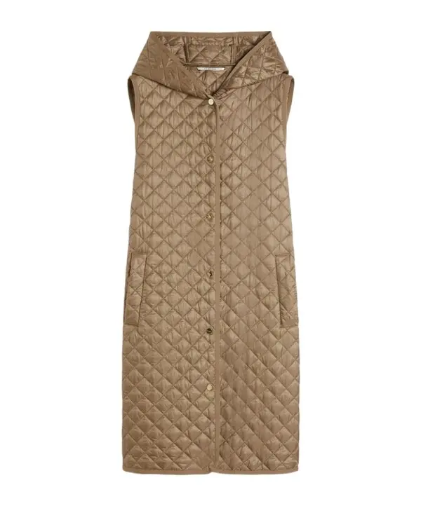 Max Mara Sleeveless Quilted Hooded Cotton Jacket