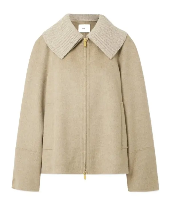 JOSEPH Cooksey Wool & Cashmere Blend Zip-up Jacket - Beige