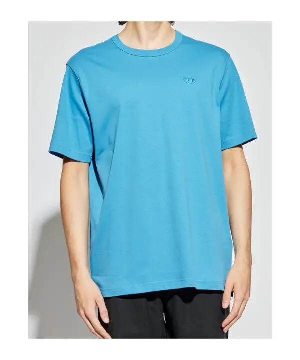 DIESEL® Oval-d Logo Embroidered Crewneck T-shirt - Blue