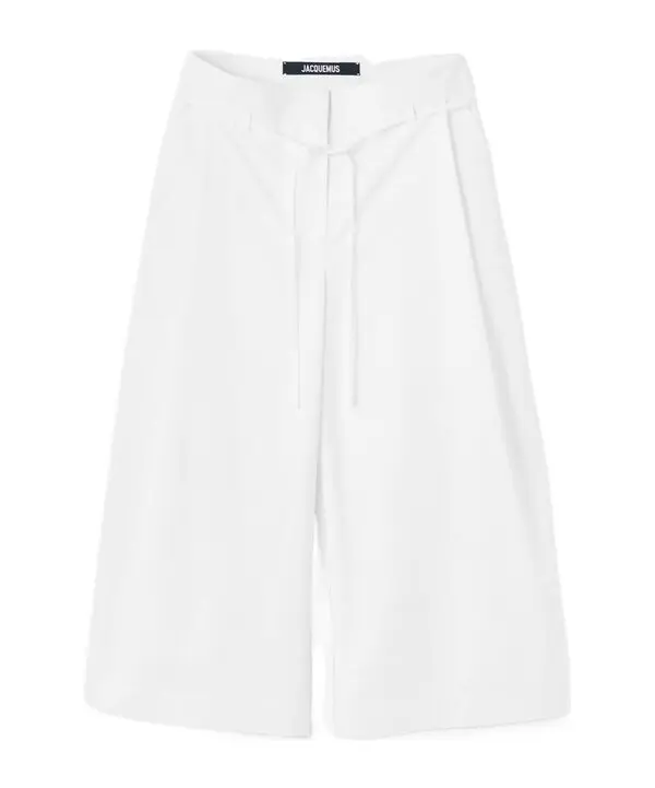 Jacquemus The Marin High-waisted Wide-leg Cropped Trousers - White