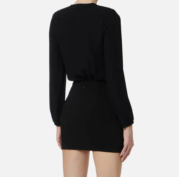Elisabetta Franchi Georgette Bodysuit With Embellished Pendant Necklace
