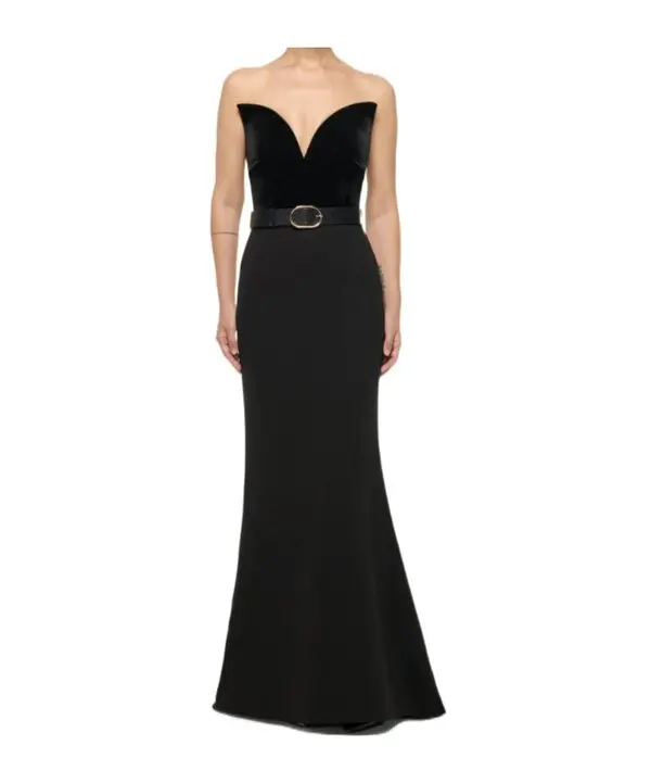 Roland Mouret Structured Plunge Velvet Top