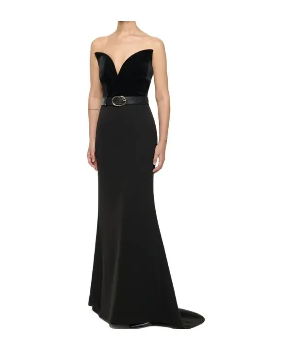 Roland Mouret Structured Plunge Velvet Top