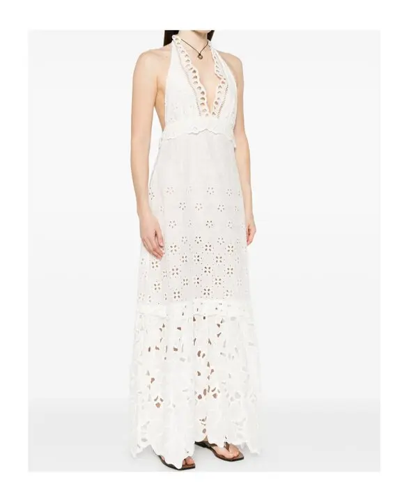 Ermanno Scervino V-neck Broderie Anglaise Maxi Dress