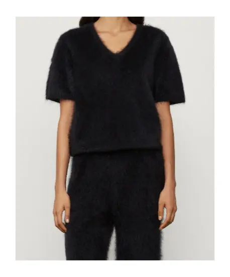 LISA YANG Short Sleeve V-neck Sweater