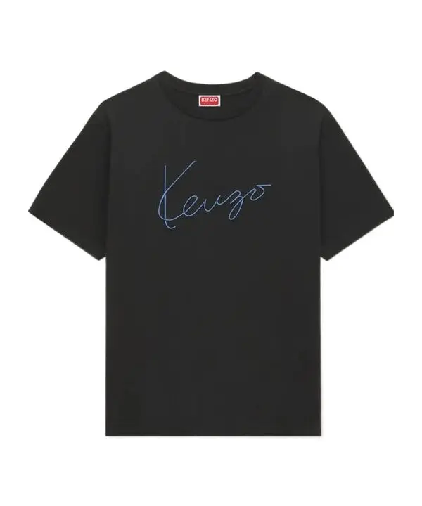 Kenzo Logo Embroidered Crewneck T-shirt - Black