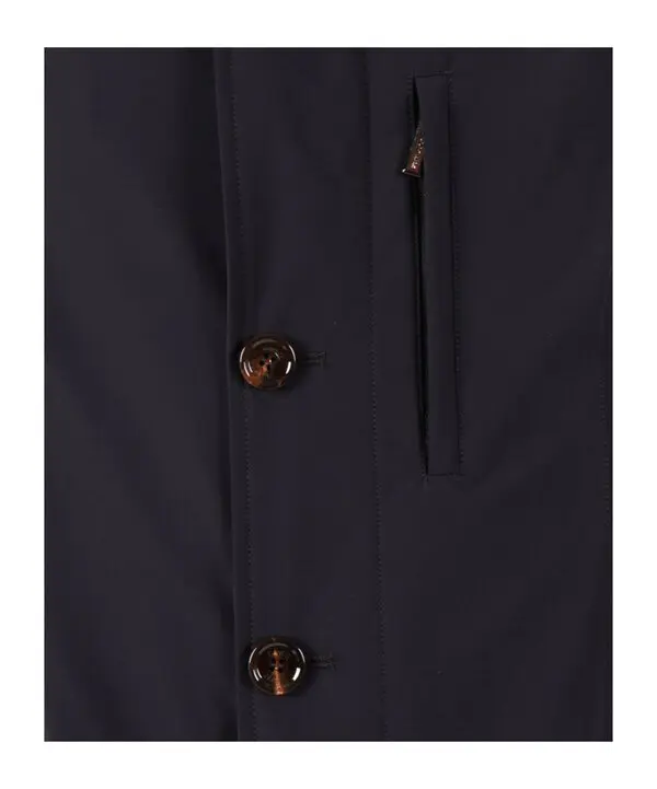 MOORER Hooded Buttoned Jacket - Blue