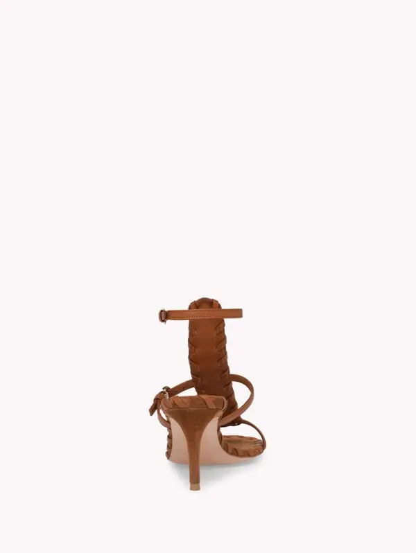 GIANVITO ROSSI Braided Stiletto Sandals With Ankle Strap