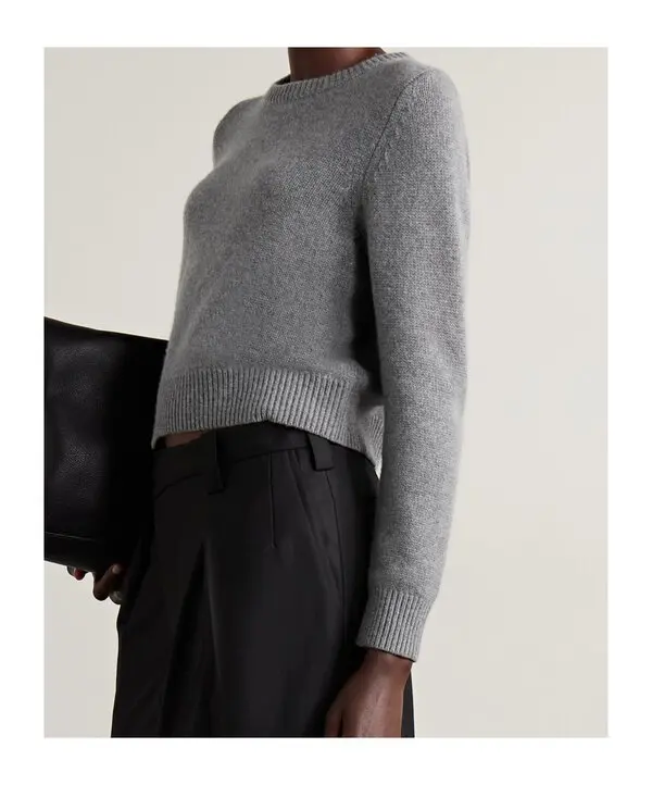 NILI LOTAN Crew Neck Sweater With Ribbed Cuffs And Hem - Gray