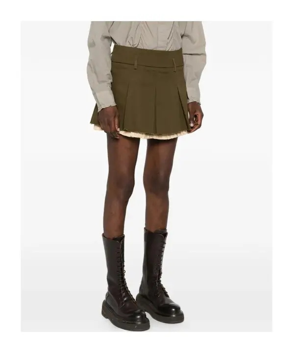 R13 Pleated Mini Skirt - Green