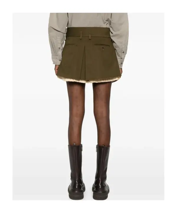 R13 Pleated Mini Skirt - Green