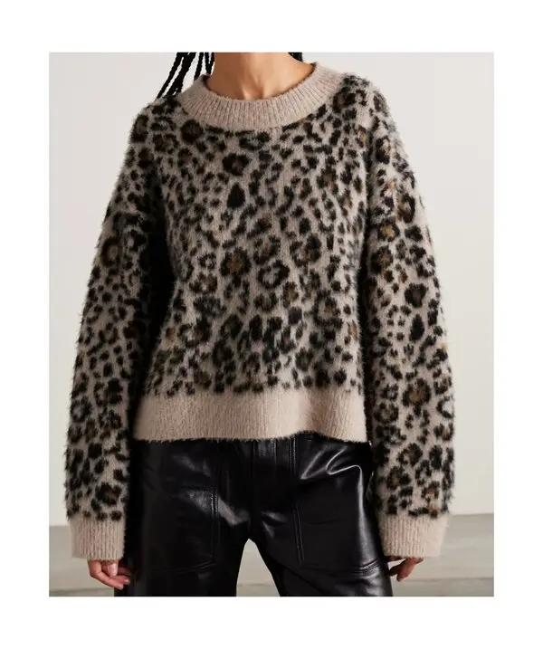 NILI LOTAN Zamira Leopard Print Jacquard Sweater