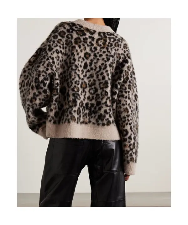 NILI LOTAN Zamira Leopard Print Jacquard Sweater