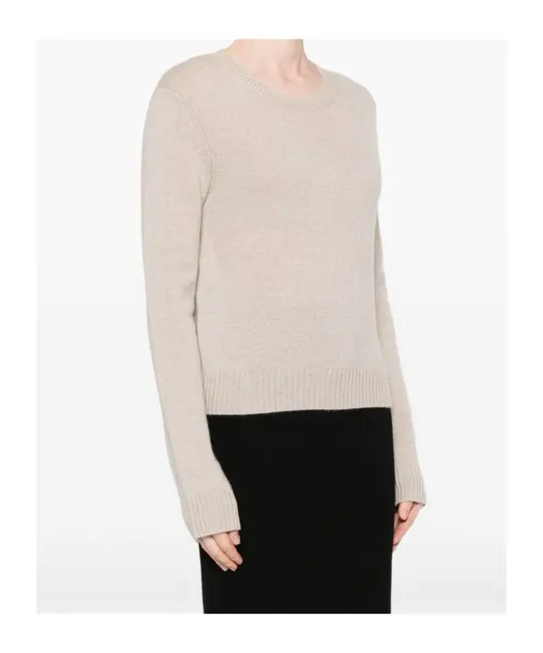 LISA YANG Mable" Crew Neck Ribbed Knit Sweater - Beige
