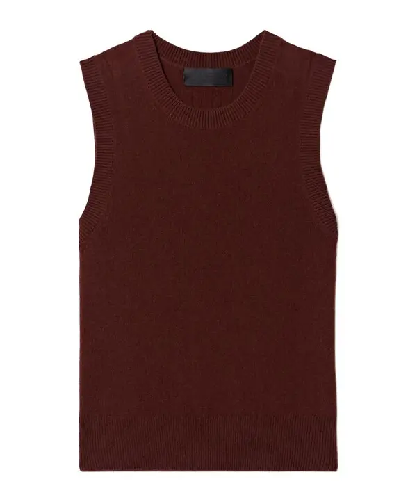 NILI LOTAN May Cropped Cashmere Tank - Burgundy