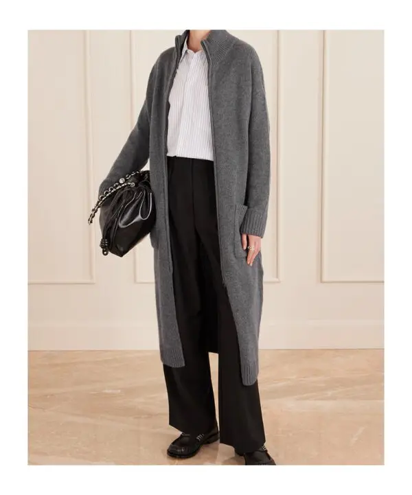 LISA YANG Long Cardigan With Zipper Closure