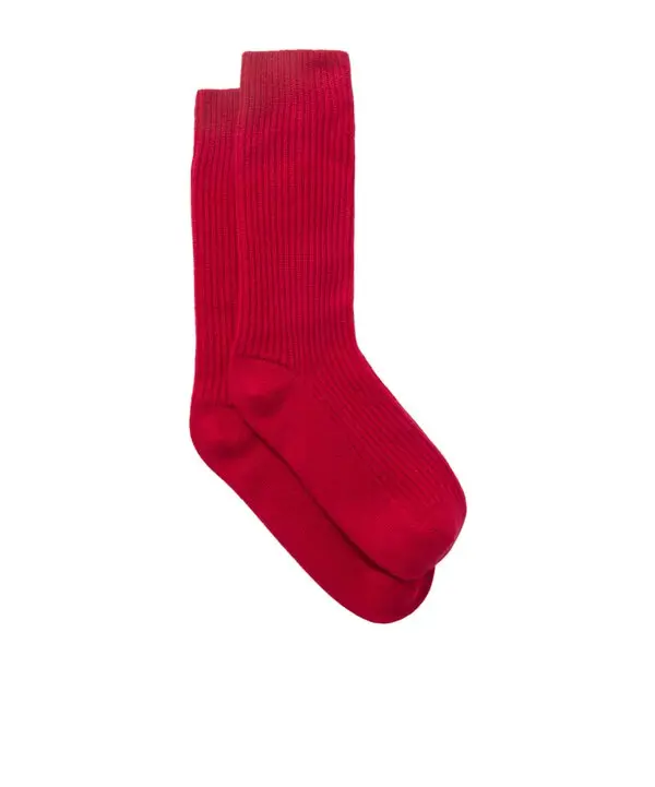 LISA YANG Zera Ribbed Cashmere Socks - Red