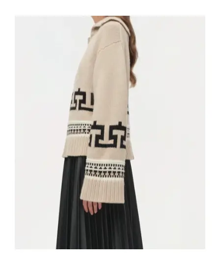 Simkhai Long-sleeve Collared Sweater With Geometric Print