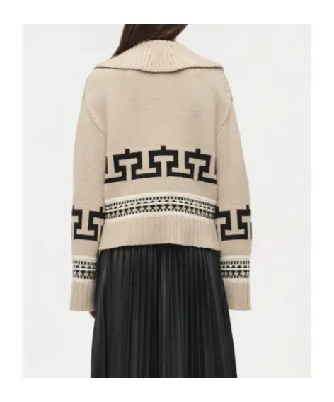 Simkhai Long-sleeve Collared Sweater With Geometric Print