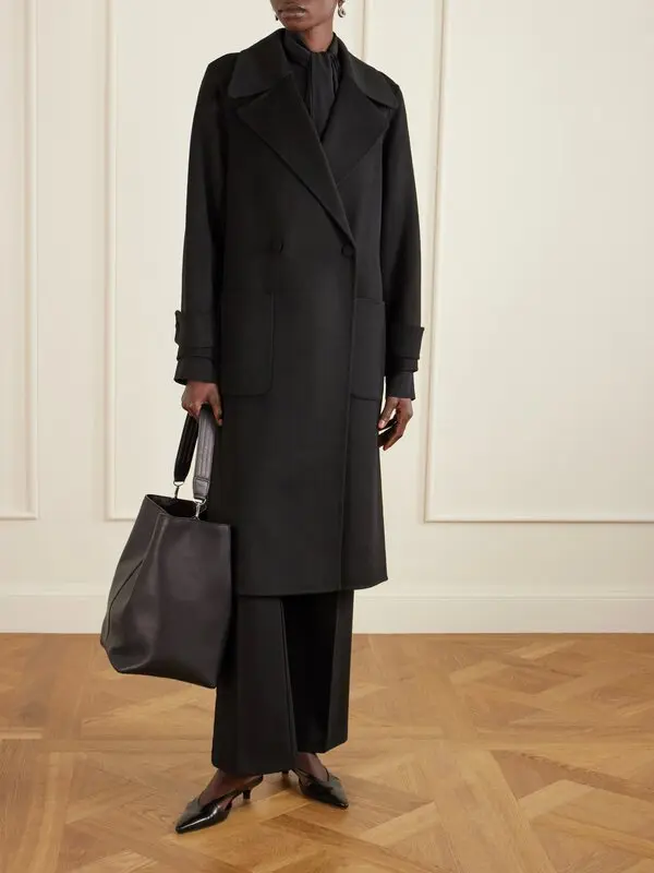 JOSEPH Arlina Belted Wool And Cashmere Blend Coat - Black