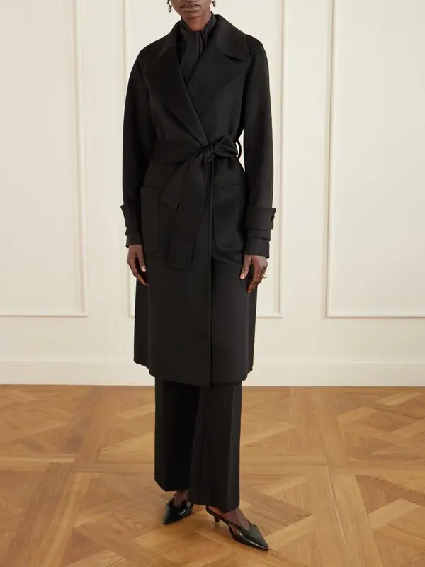 JOSEPH Arlina Belted Wool And Cashmere Blend Coat - Black