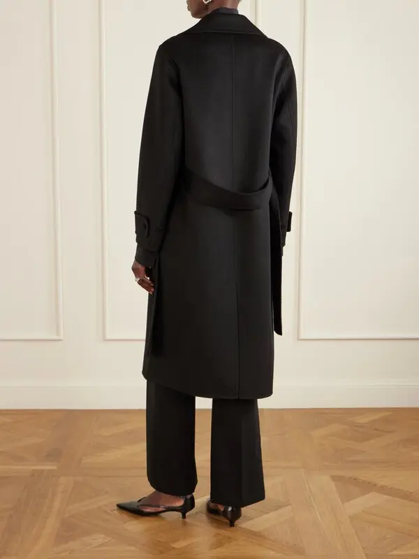JOSEPH Arlina Belted Wool And Cashmere Blend Coat - Black
