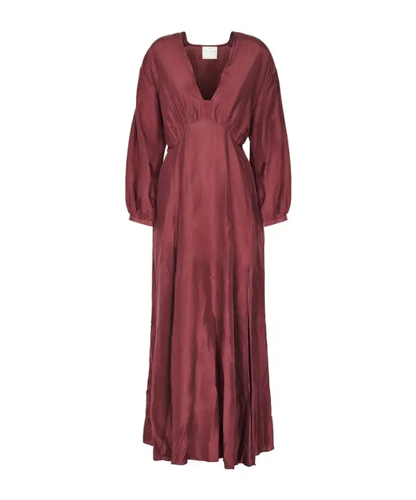 FORTE_FORTE V-neck Silk Maxi Dress - Red