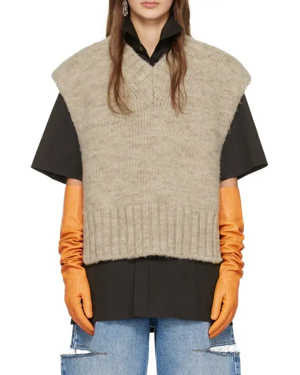 MAISON MARGIELA V-neck Ribbed Knitted Vest