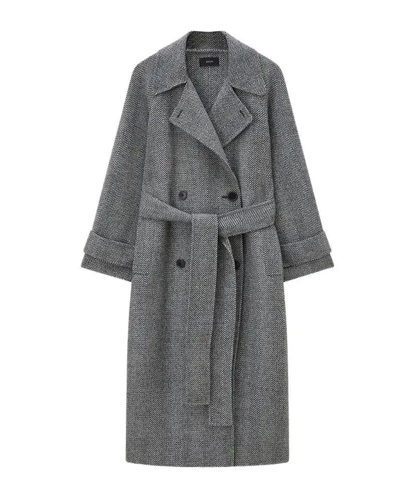JOSEPH Navarre Linear Double Face Wool Coat - Smoky Grey