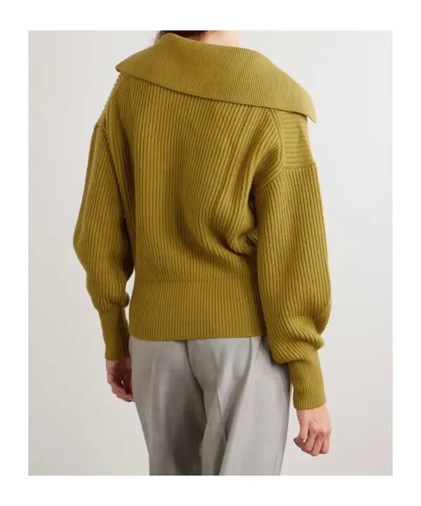 JOSEPH Ribbed Knit V-neck Sweater - Mustard