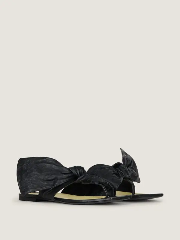 Givenchy Flat Square Toe Sandals With Bow Detailing - Black