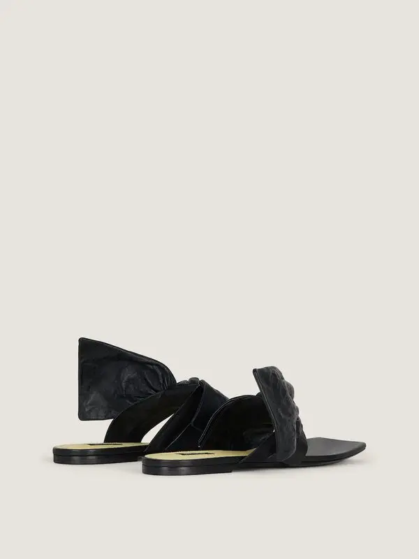 Givenchy Flat Square Toe Sandals With Bow Detailing - Black
