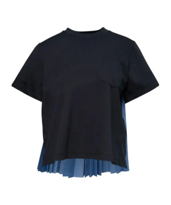 Sacai Paneled T-shirt Top - Black/blue