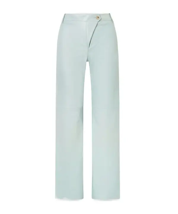Chloé High-rise Paneled Leather Straight-leg Pants - Light Blue