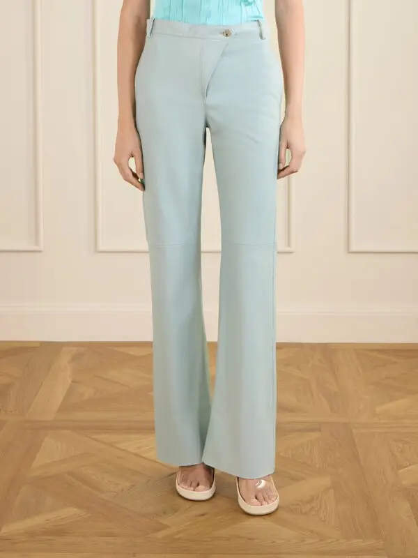 Chloé High-rise Paneled Leather Straight-leg Pants - Light Blue