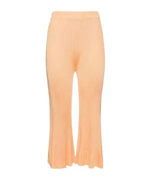 JIL SANDER Ribbed Flared Knit Pants - Nude