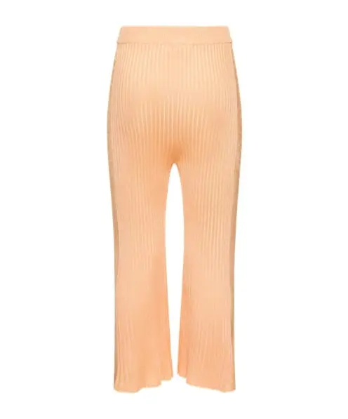 JIL SANDER Ribbed Flared Knit Pants - Nude