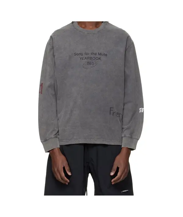 SONG FOR THE MUTE Scribble Oversized Crew Neck Pullover
