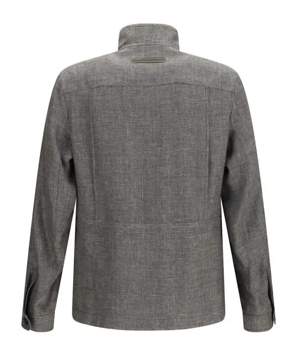 Zegna High Collar Utility Shirt Jacket - Black