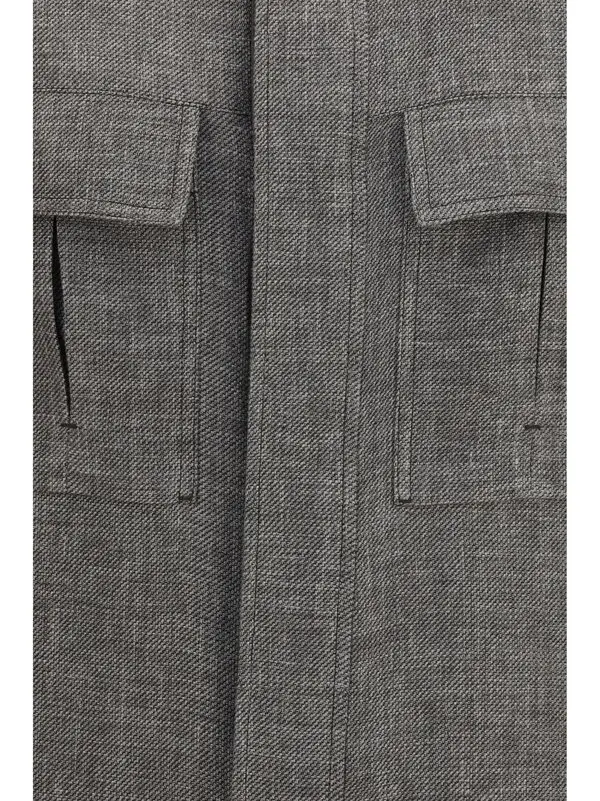 Zegna High Collar Utility Shirt Jacket - Black