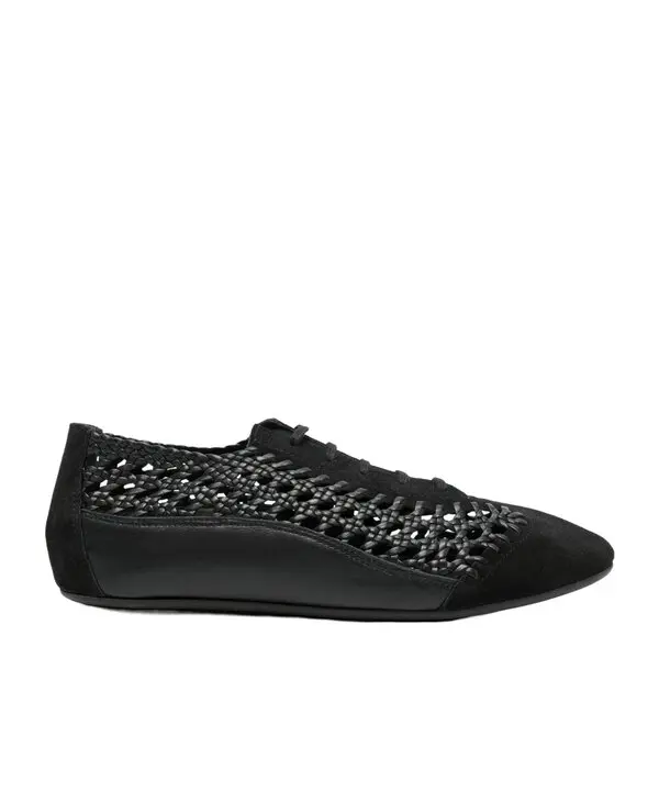 Hereu Lace-up Low-top Woven Flats - Black