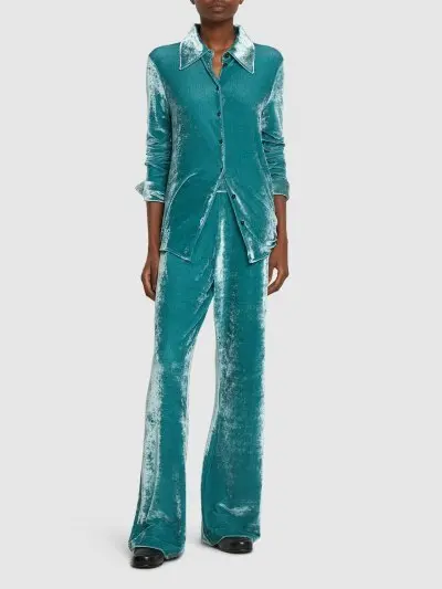 JIL SANDER Wide Leg Velvet Trousers