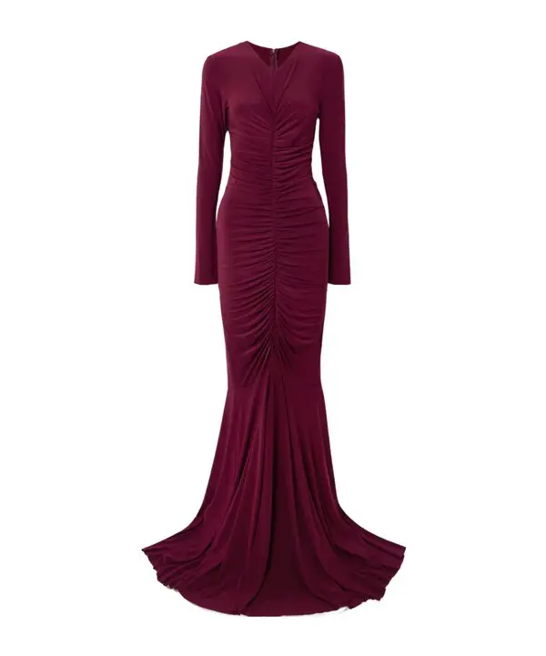 Norma Kamali Shirred Front Fishtail Gown