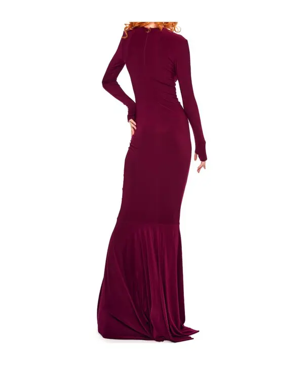 Norma Kamali Shirred Front Fishtail Gown