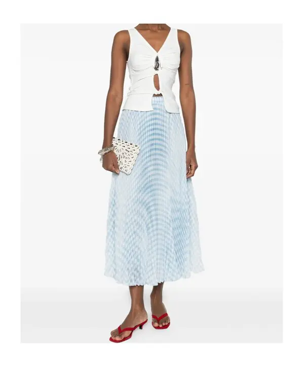 Ermanno Scervino Pleated Gingham Midi Skirt