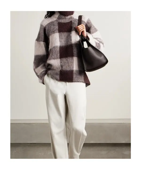 Proenza Schouler Kai Checked Brushed Knitted Turtleneck Sweater - Gray